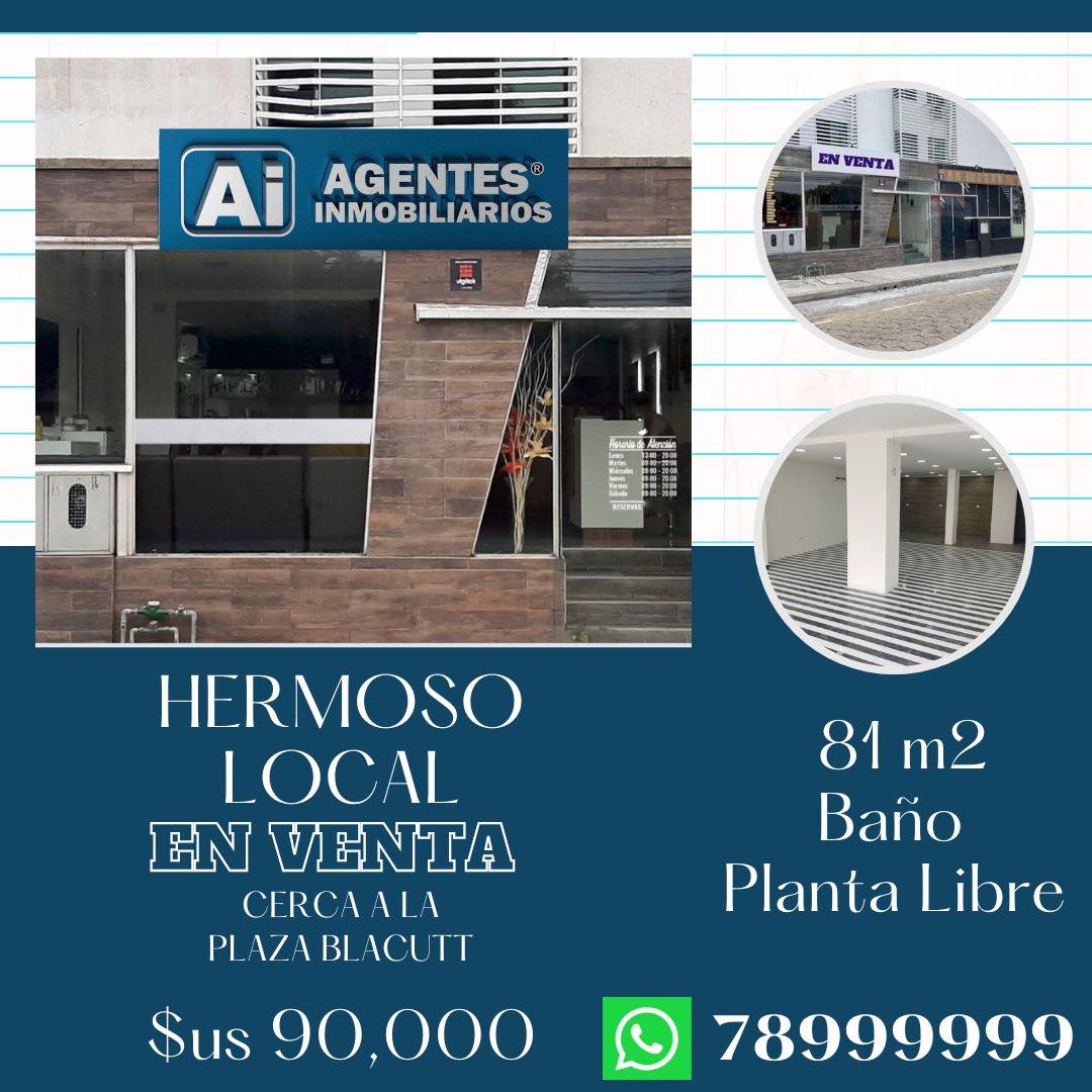 LOCAL COMERCIAL CERCA DE LA PLAZA BLACUTT Y DEL CINE CENTER | UltraCasas.com $us 90,000 [UC-990937]